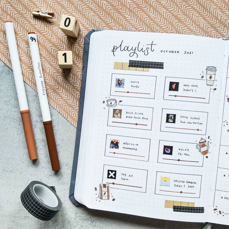 35 Bullet Journal Playlist Page Inspirations | Masha Plans