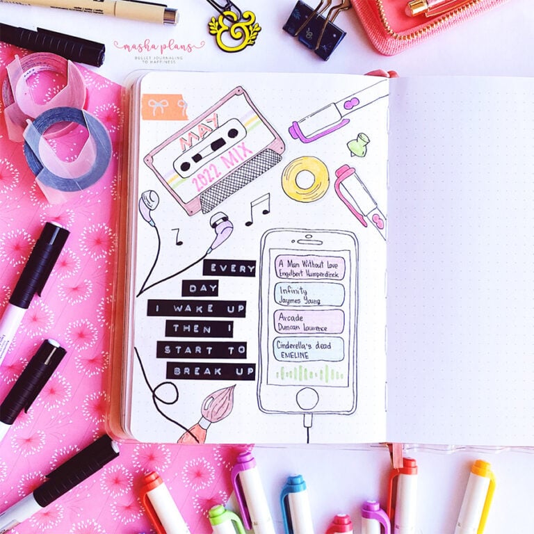35 Bullet Journal Playlist Page Inspirations | Masha Plans