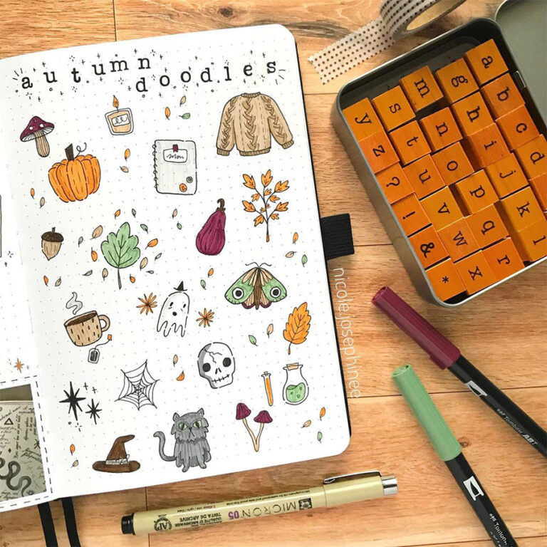 90+ Autumn Bullet Journal Doodles