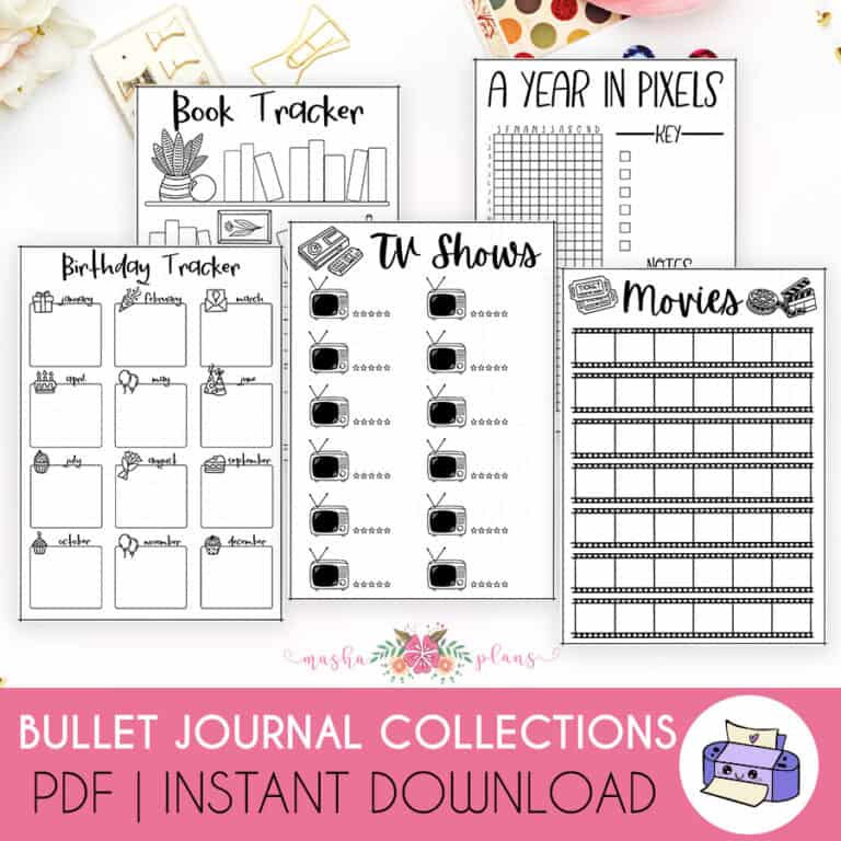 50+ Bullet Journal Collections And How To Organize Them | Masha Plans