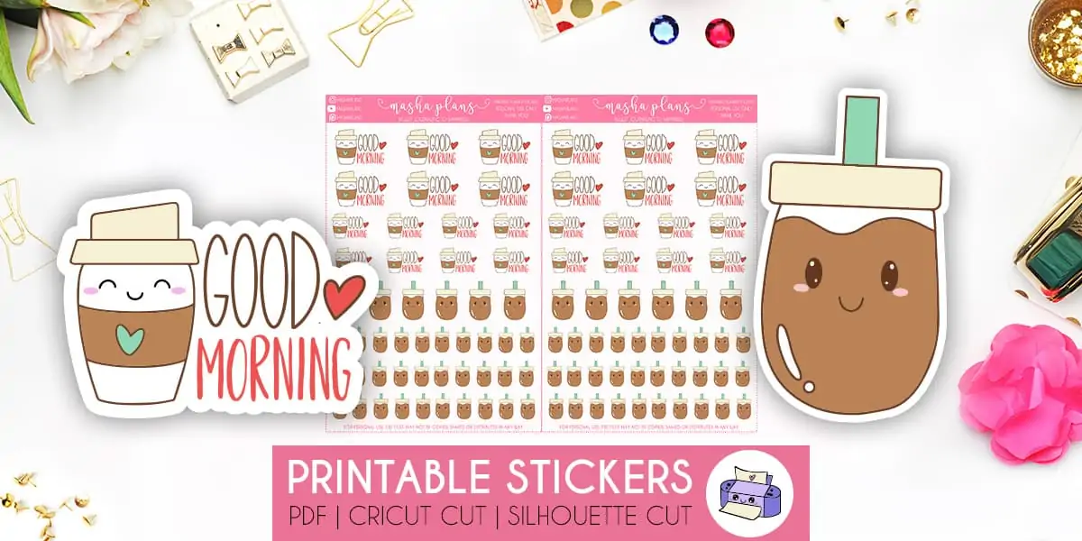 Good Morning Coffee Stickers | Masha Plans