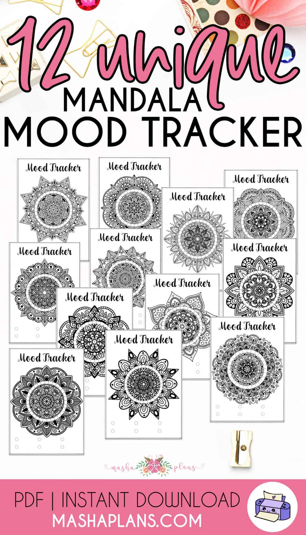 Mandala Bullet Journal Mood Tracker Bundle | Masha Plans