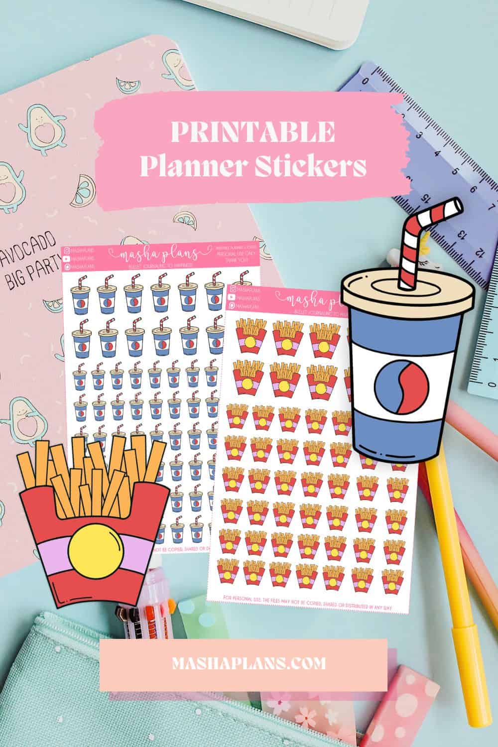 Junk Food Printable Stickers | Masha Plans