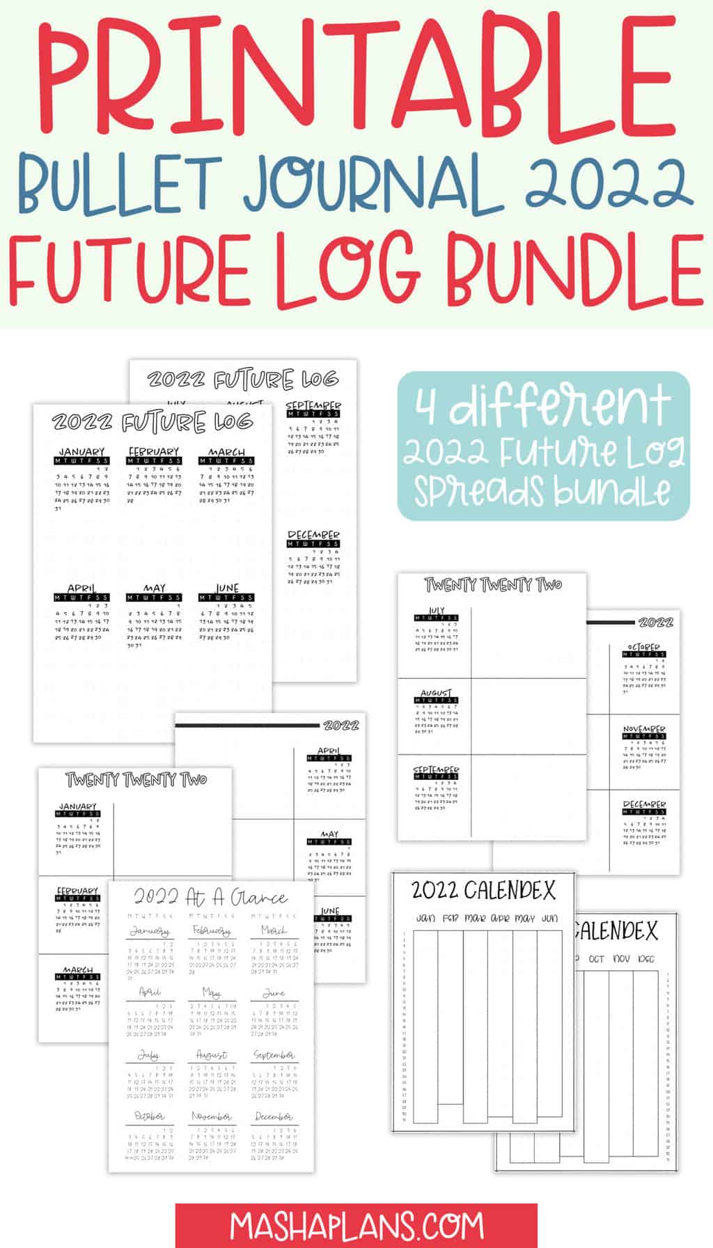 2022 Printable Future Log Bundle | Masha Plans