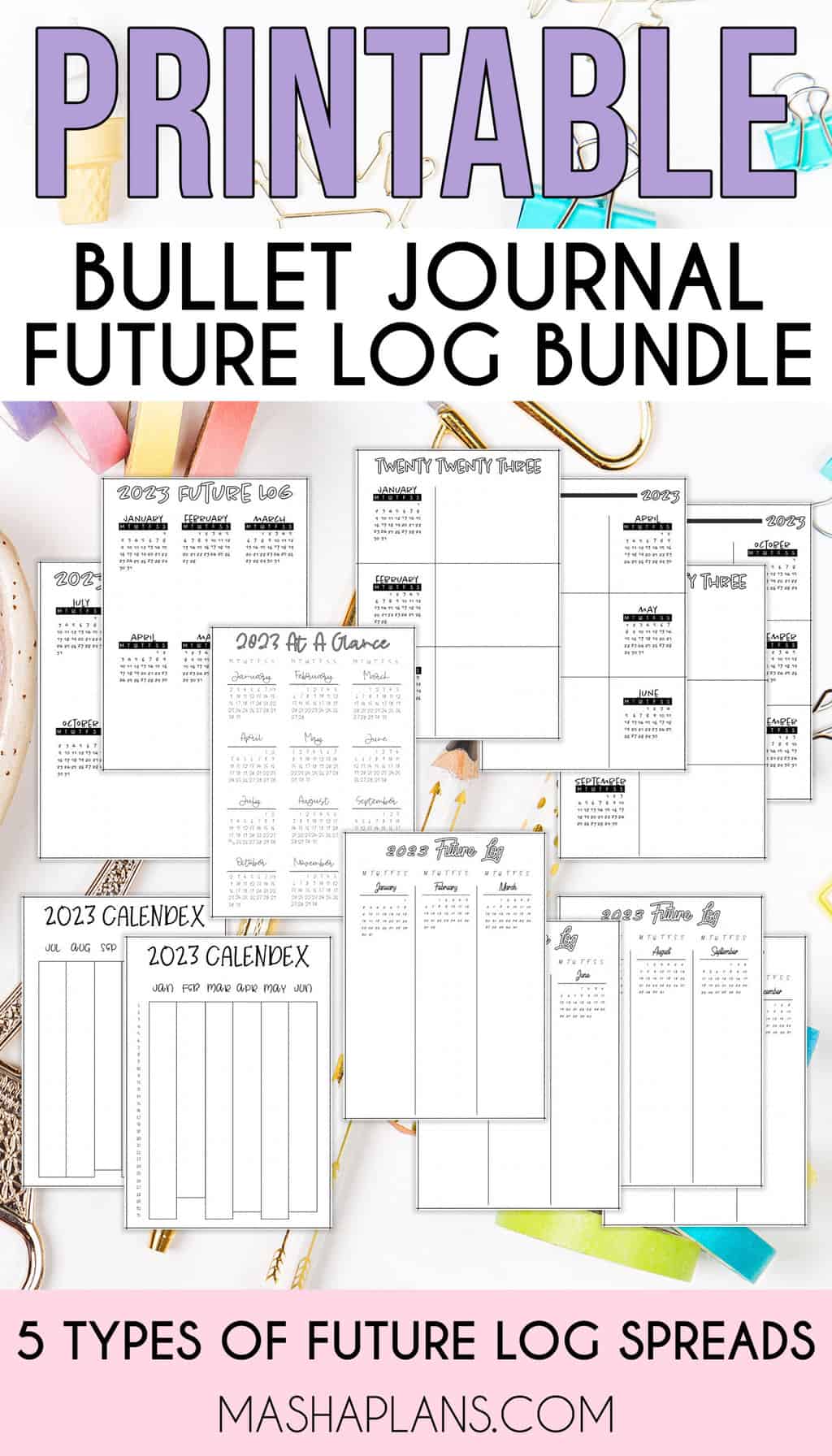 2023 Bullet Journal Future Log Bundle | Masha Plans