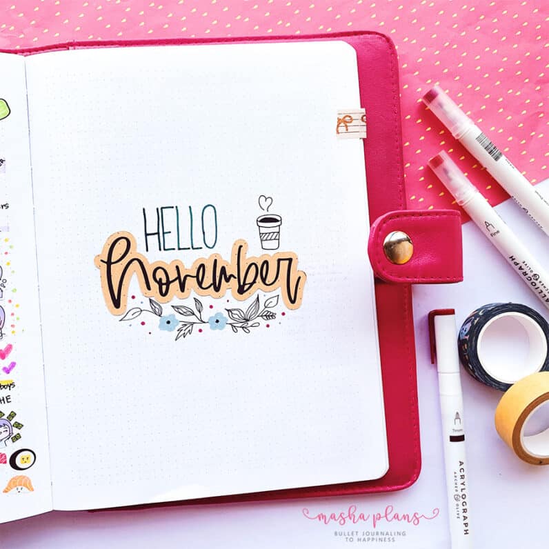 15 Inspiring November Bullet Journal Cover Page Ideas | Masha Plans