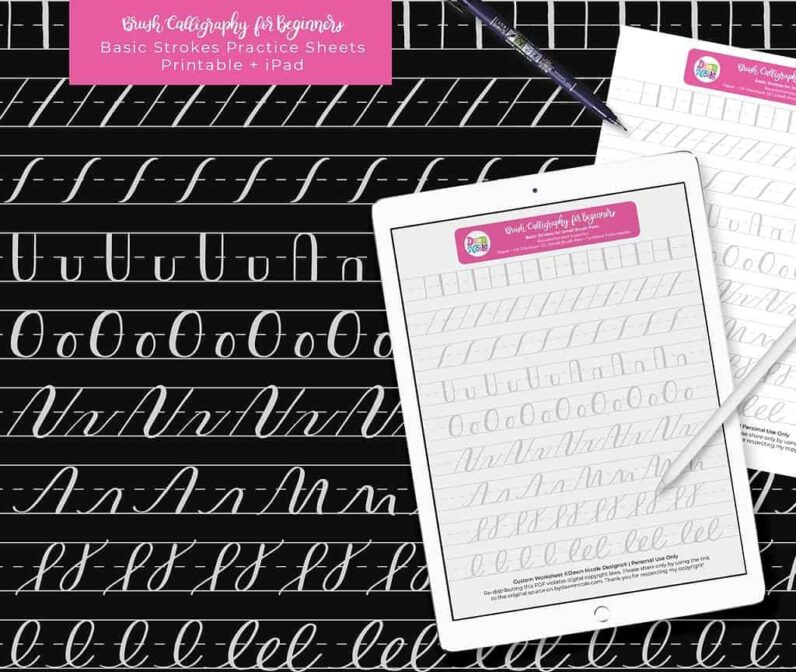 Free Printable Calligraphy Worksheets For Beginners | Masha Plans