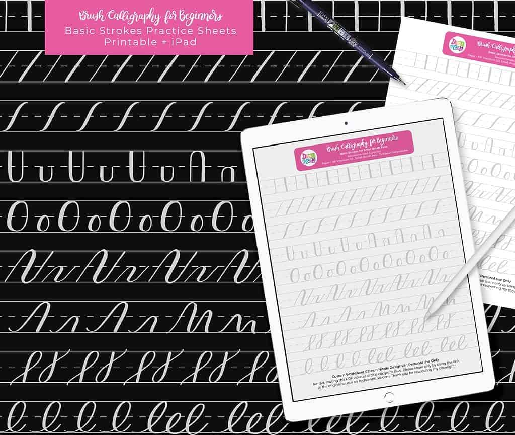 Free Printable Calligraphy Worksheets For Beginners | Masha Plans