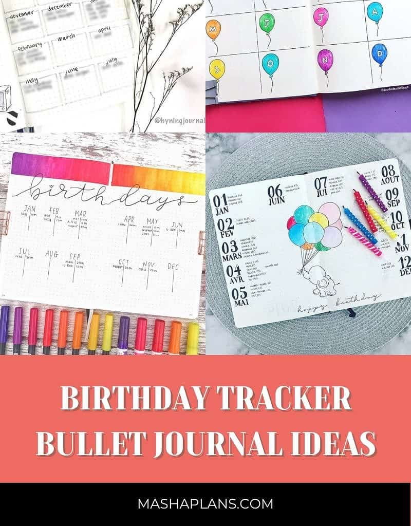 13 Birthday Tracker Bullet Journal Page Ideas