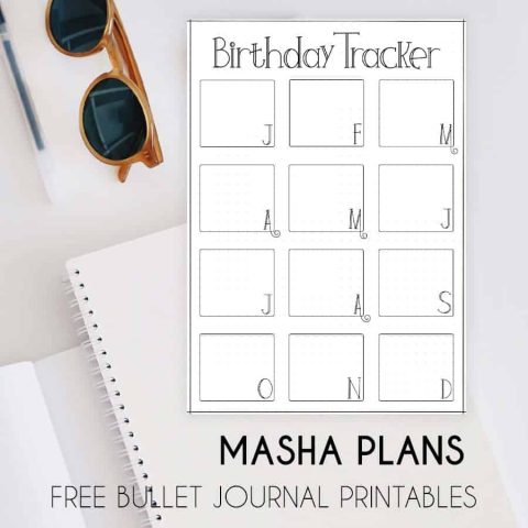 Free Bullet Journal Birthday Tracker Printables