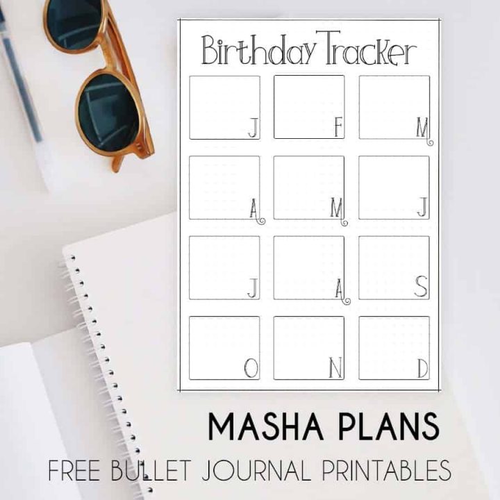 Free Bullet Journal Birthday Tracker Printables