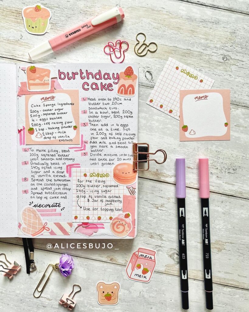 13 Recipe Bullet Journal Page Ideas