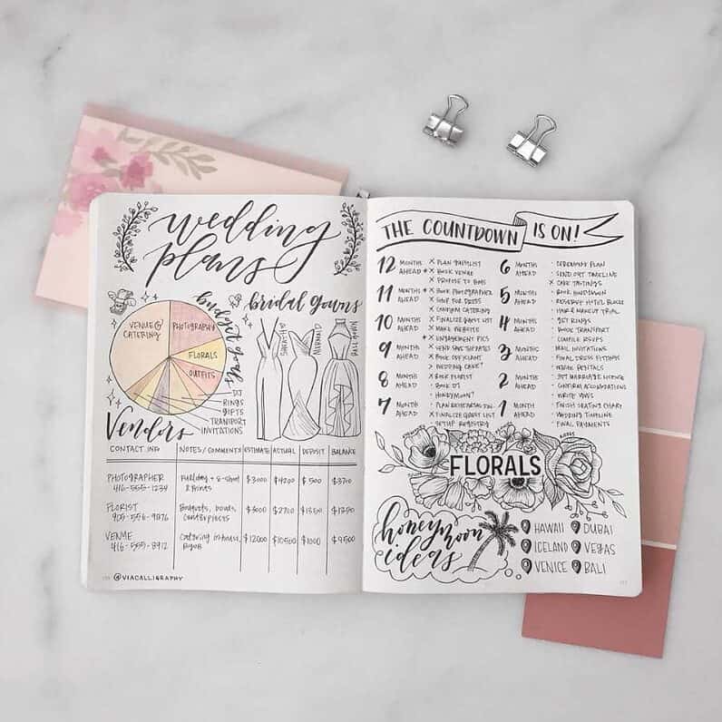 19 Wedding Bullet Journal Page Ideas | Masha Plans