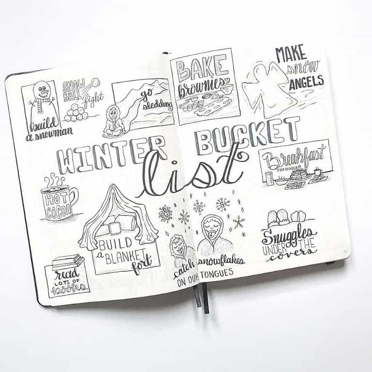 11 Winter Bucket List Bullet Journal Page Ideas | Masha Plans