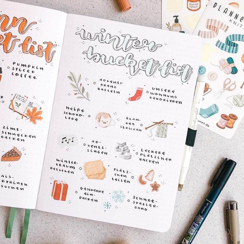 11 Winter Bucket List Bullet Journal Page Ideas | Masha Plans