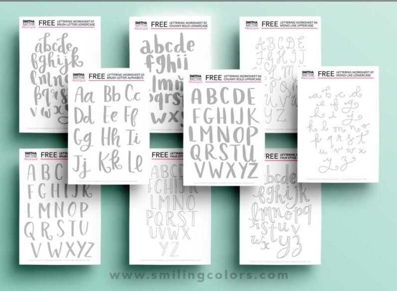 31+ Free Printable Lettering And Calligraphy Worksheets | Masha Plans