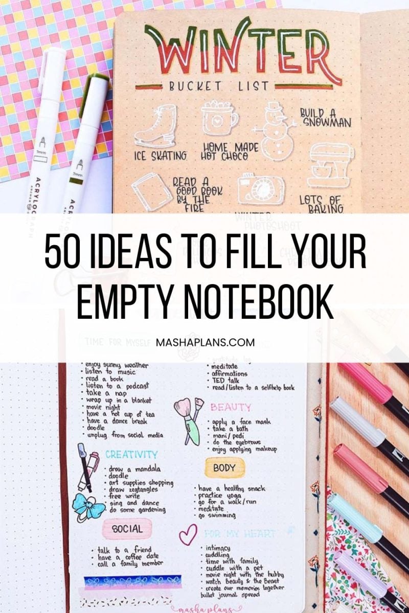 50 Ideas To Fill Your Empty Notebook