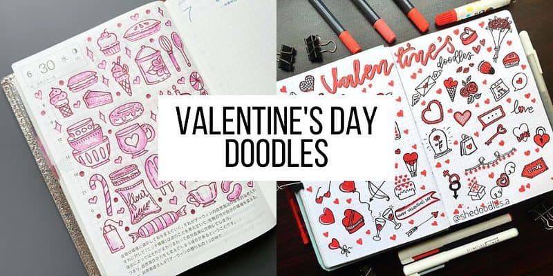 Bullet Journal Valentine's Day Doodles | Masha Plans