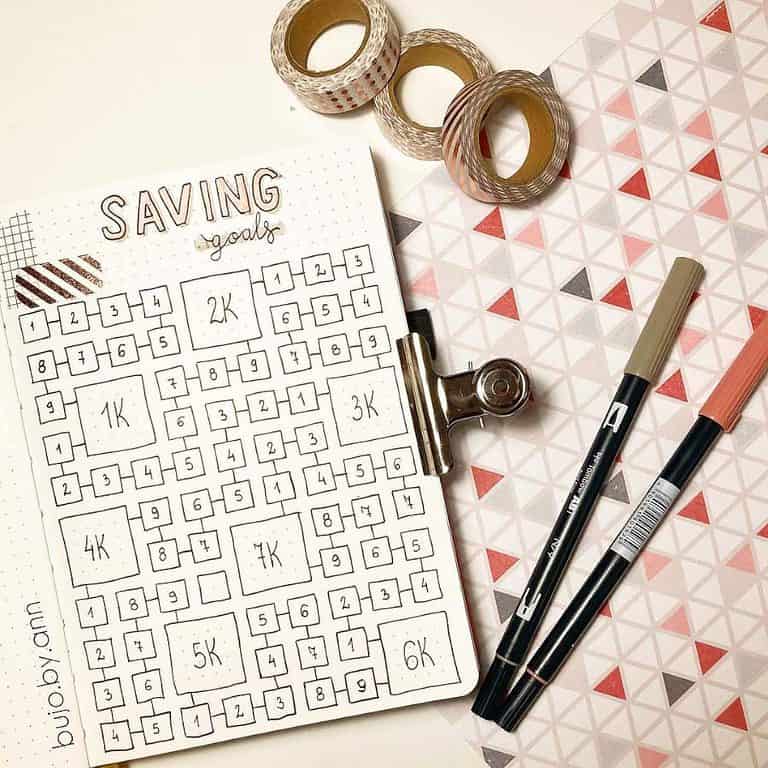 11 Bullet Journal Savings Tracker Ideas | Masha Plans