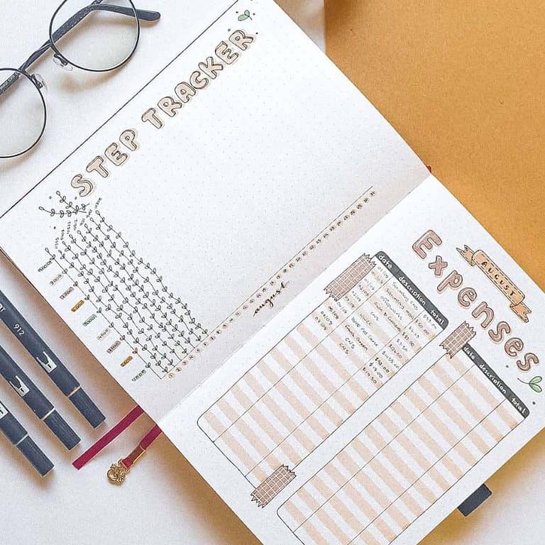 15 Step Tracker Bullet Journal Page Ideas