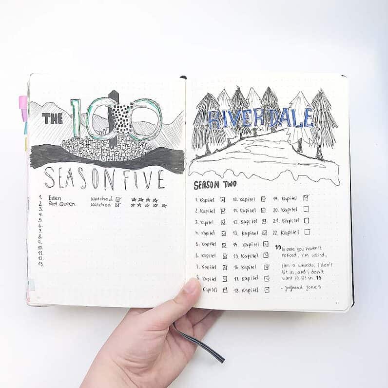15 Movies & TV Series Tracker Bullet Journal Ideas