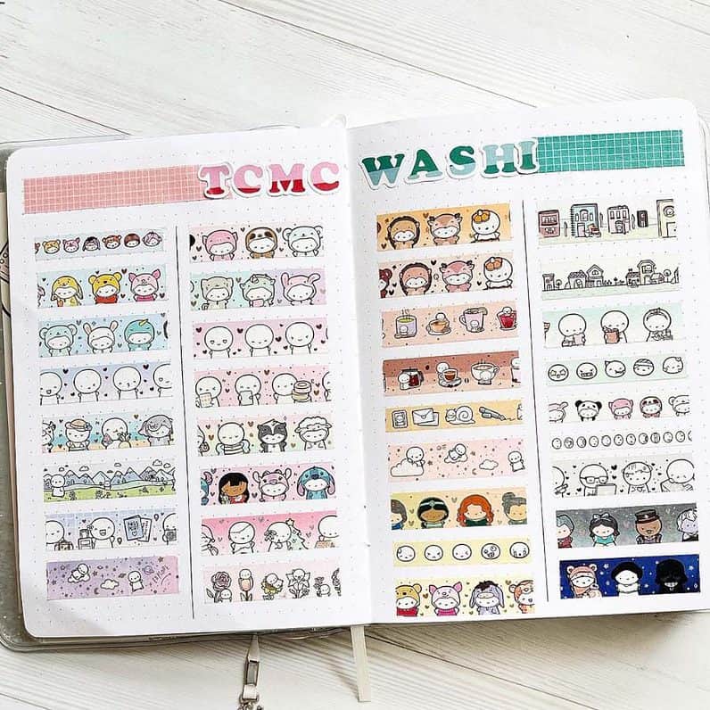 11 Bullet Journal Washi Tape Swatch Page Ideas | Masha Plans