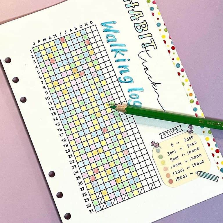 15 Step Tracker Bullet Journal Page Ideas