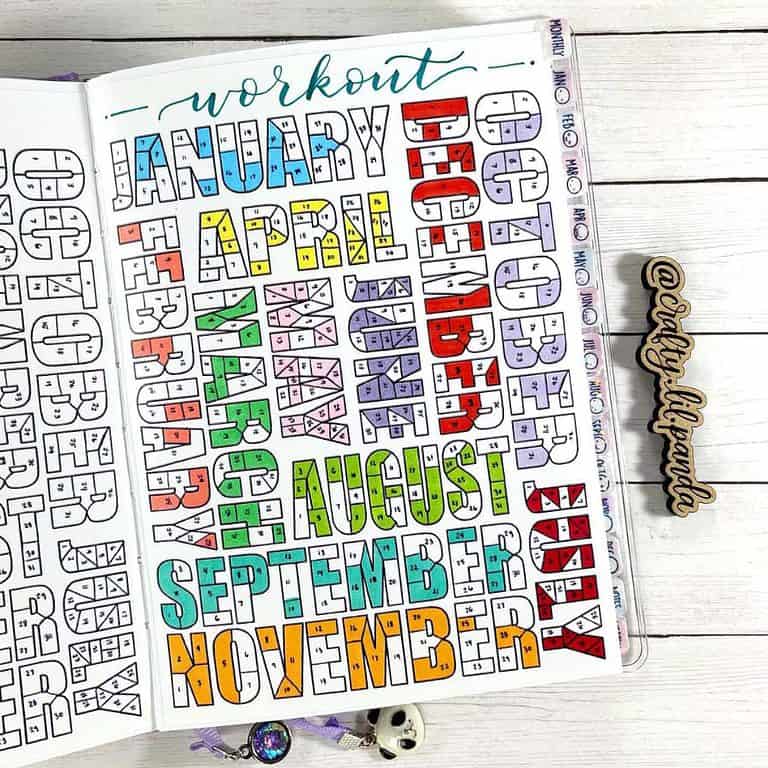 Yearly Workout Trackers For Your Bullet Journal | Masha Plans