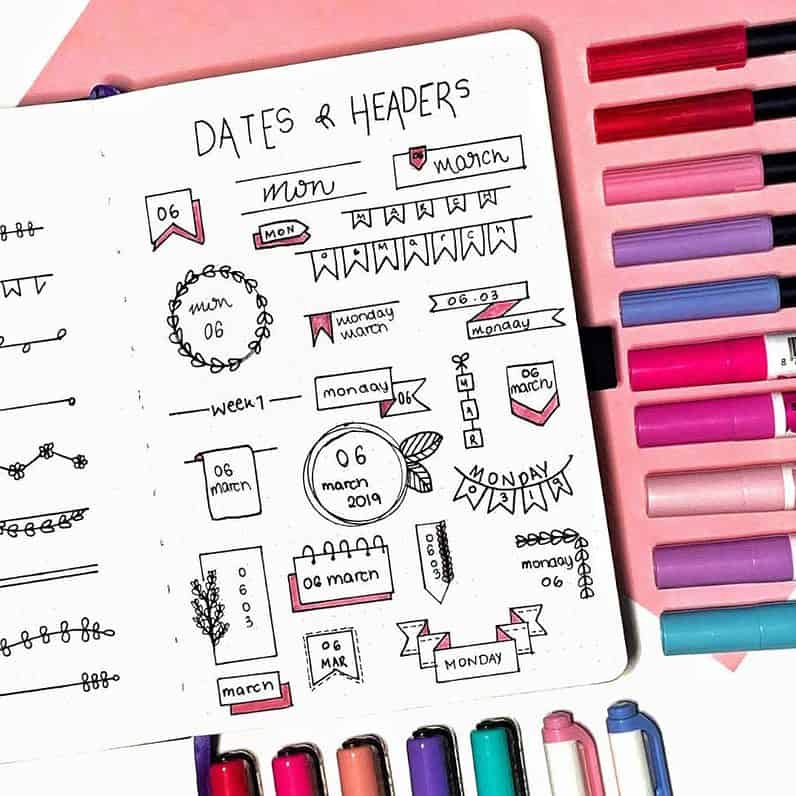 Fun And Creative Bullet Journal Headers | Masha Plans