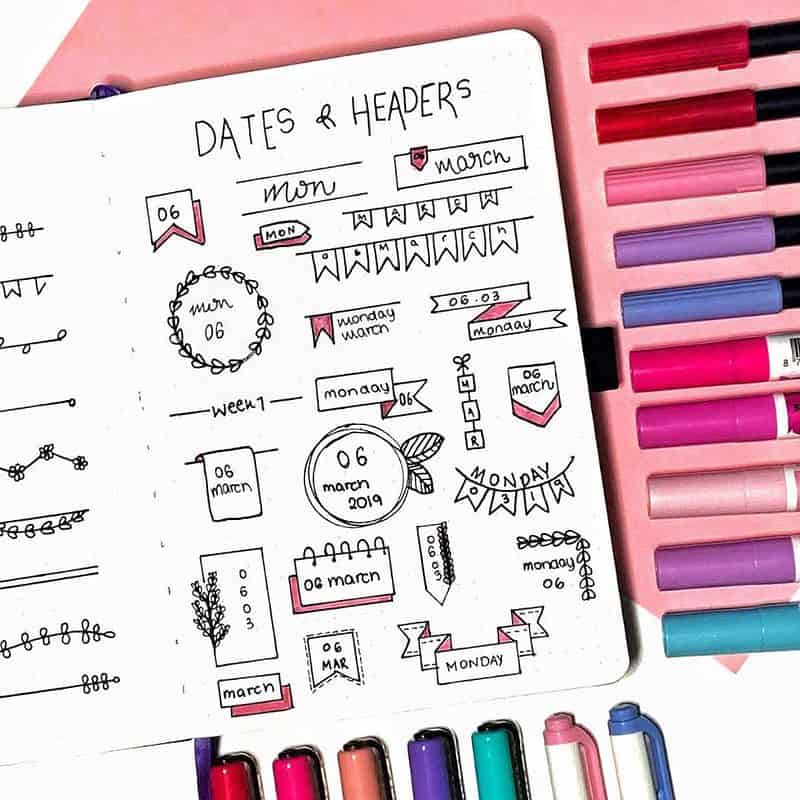 Fun And Creative Bullet Journal Headers | Masha Plans