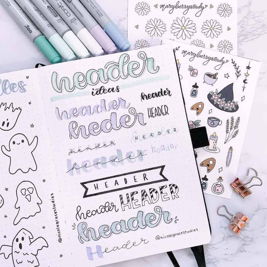 Pastel Headers For Your Bullet Journal