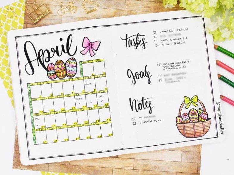 Easter Themed Bullet Journal Inspirations