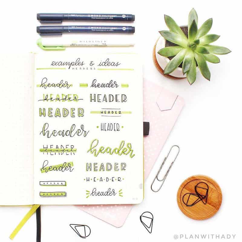40+ Easy Header Ideas For Your Bullet Journal | Masha Plans
