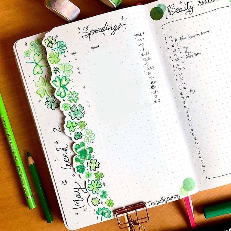 Green Bullet Journal Theme Inspirations | Masha Plans