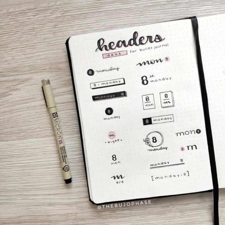 Aesthetic Header Ideas To Elevate Your Bullet Journal | Masha Plans