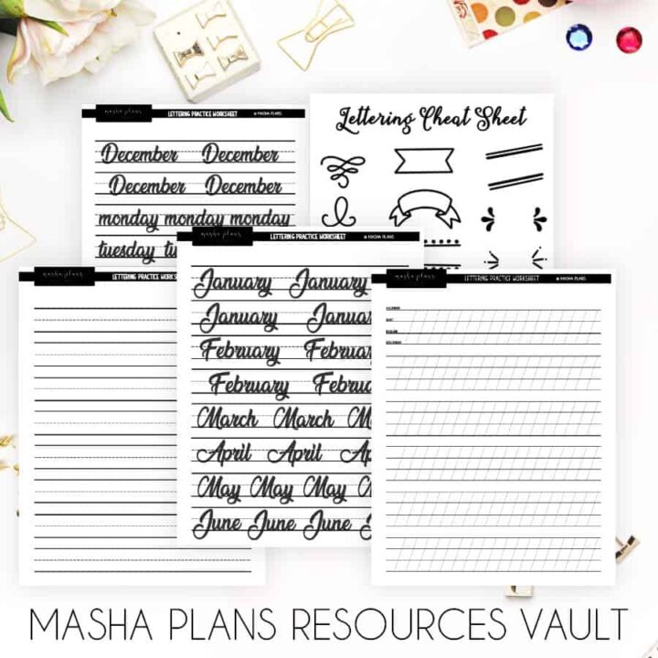 Free Hand Lettering Worksheets | Masha Plans