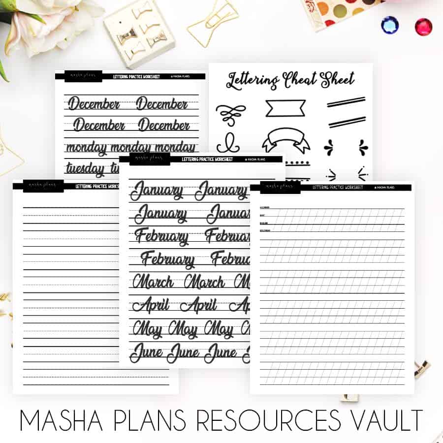Free Hand Lettering Worksheets | Masha Plans