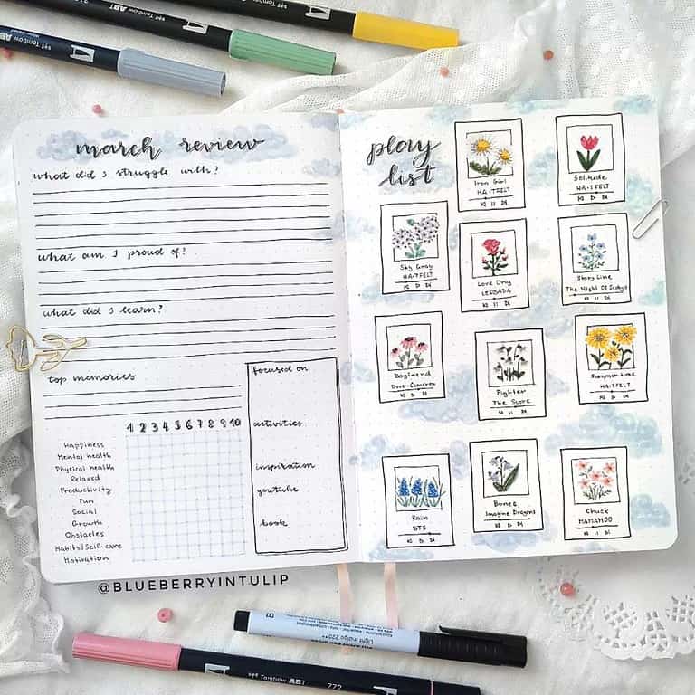 Monthly Review Bullet Journal Page Ideas | Masha Plans