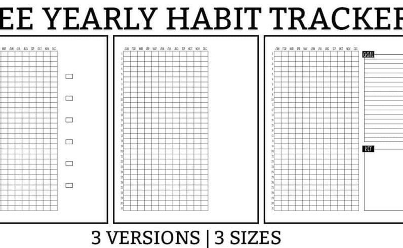 Free Yearly Habit Tracker Printables