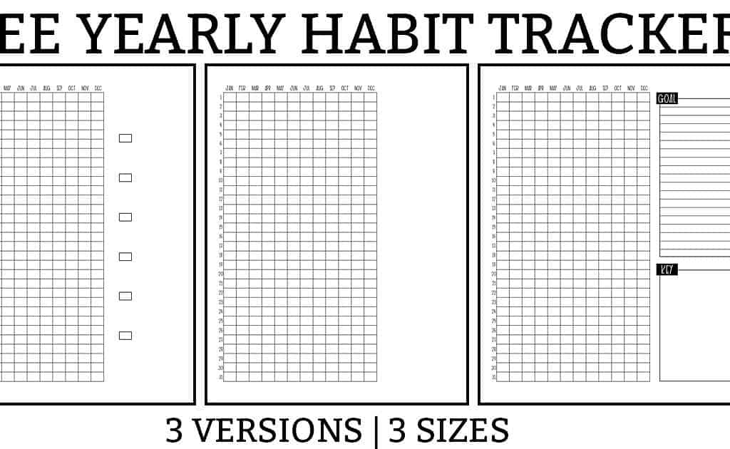 Free Yearly Habit Tracker Printables