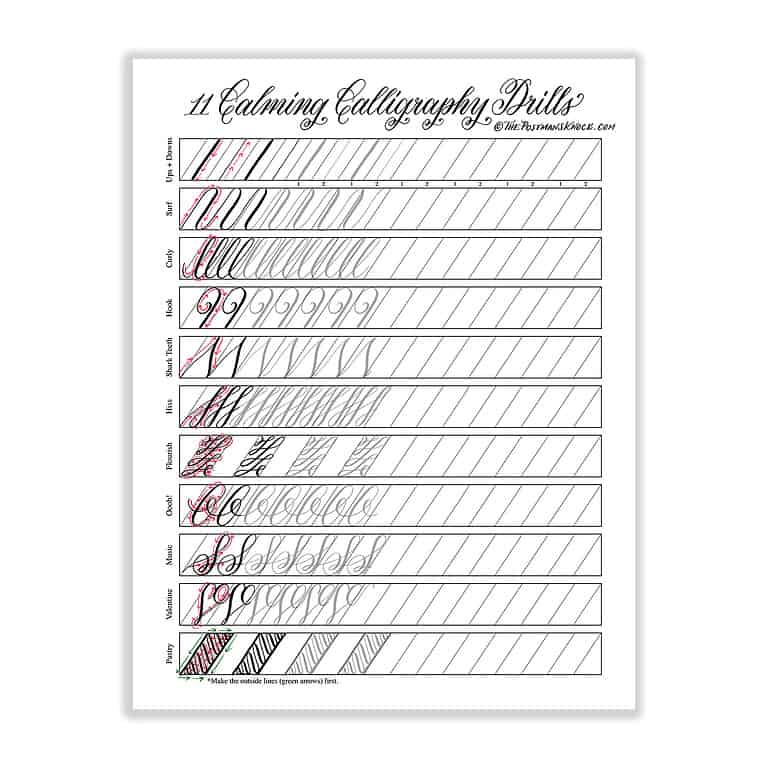 Free Printable Calligraphy Worksheets For Beginners | Masha Plans