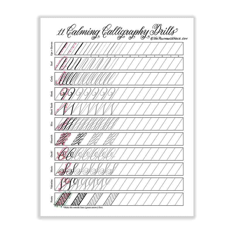 Free Printable Calligraphy Worksheets For Beginners | Masha Plans