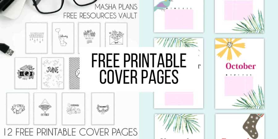 Free Bullet Journal Cover Page Printables | Masha Plans
