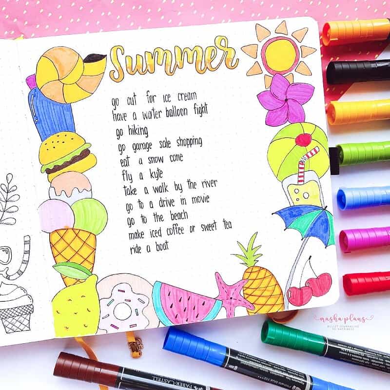 13 Bullet Journal Summer Bucket List Inspirations
