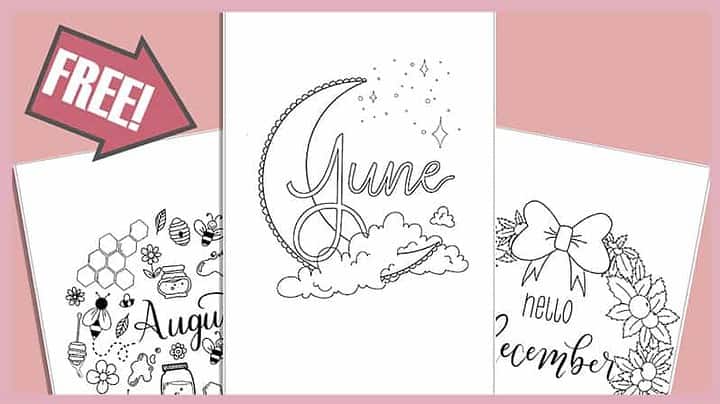 Free Bullet Journal Monthly Cover Page Printables