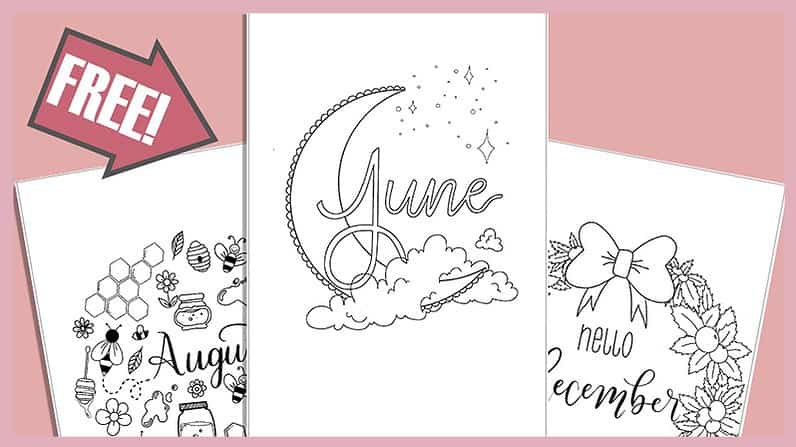 Free Bullet Journal Monthly Cover Page Printables