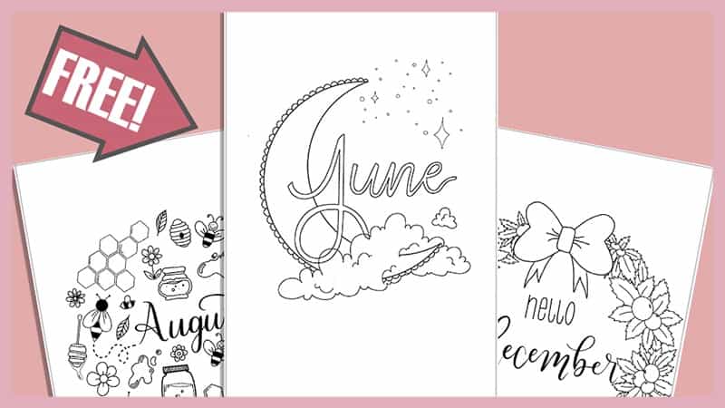 Free Bullet Journal Monthly Cover Page Printables