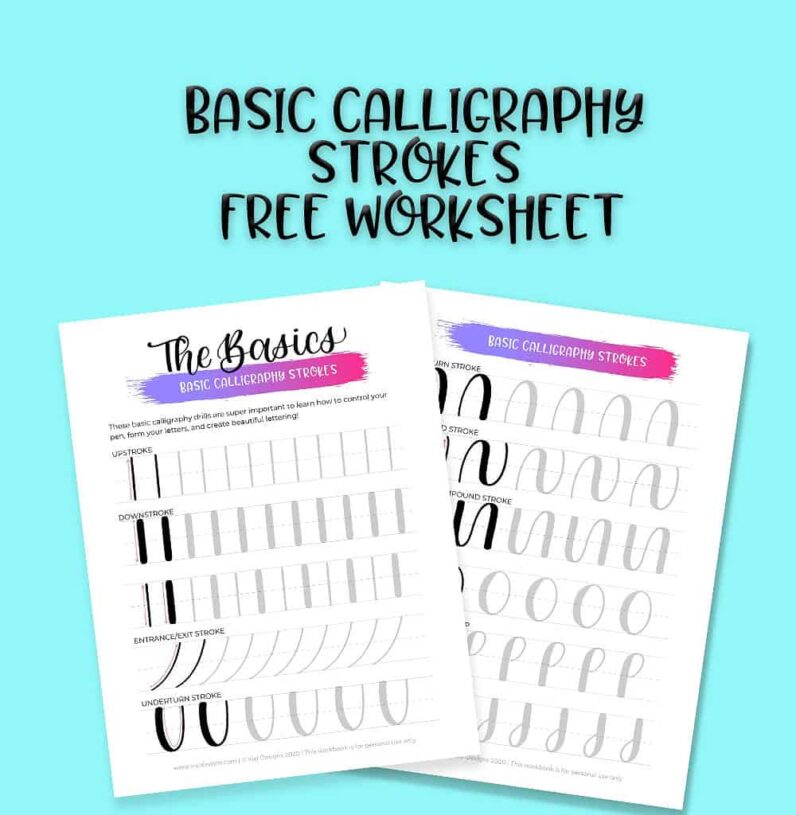 Free Printable Calligraphy Worksheets For Beginners | Masha Plans