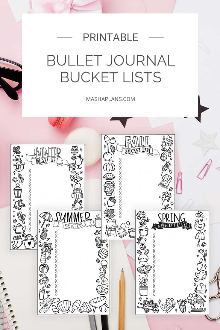 Printable Bullet Journal Bucket List Bundle | Masha Plans