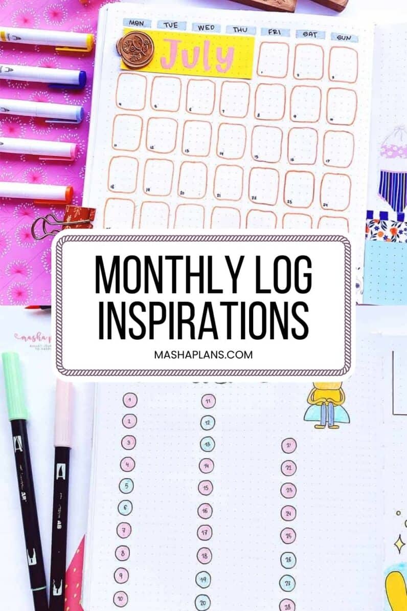 27 Bullet Journal Monthly Log Inspirations | Masha Plans